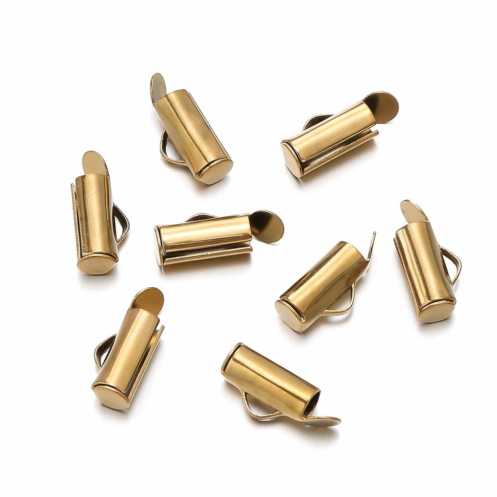 Концевик-зажим трубочка из нержавеющей стали для браслетов, чокеров и бисерных украшений, заготовка с прорезью и торцевой крышкой для ручного ткачества