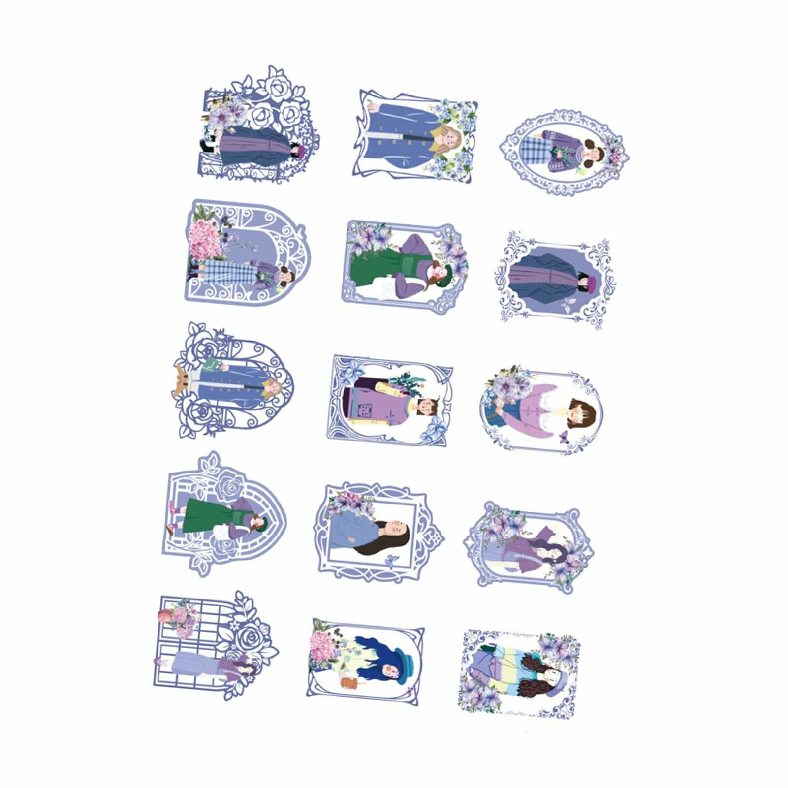 45 шт. наклеек для девочек, набор из нескольких наклеек серии «Роза» для скрапбукинга, блокнотов, дневников, писем, фиолетового цвета