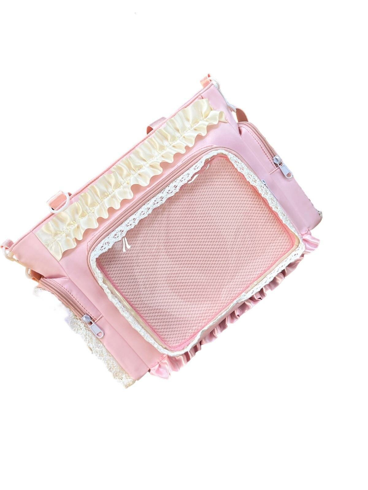 Прозрачная сумка через плечо в японском стиле, практичная сумка через плечо из ПВХ, большая вместительная сумочка через плечо для повседневной носки или путешествий