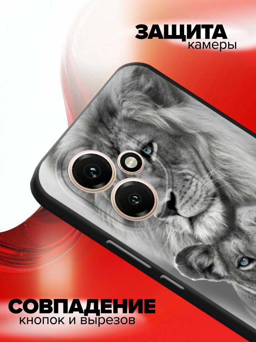 Черный матовый чехол на Honor 400 / Хонор 400 с принтом Львиный прайд — фото 1