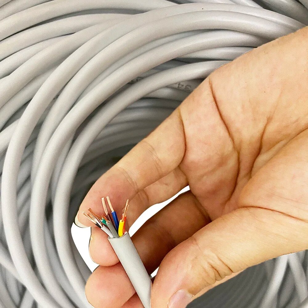 24 AWG 0,2 мм2 RVV 8 ядер 8 контактов Бескислородная медная проволока Проводник Электрический кабель RVV Белый монтажный провод из ПВХ наружный диаметр 5,8 мм