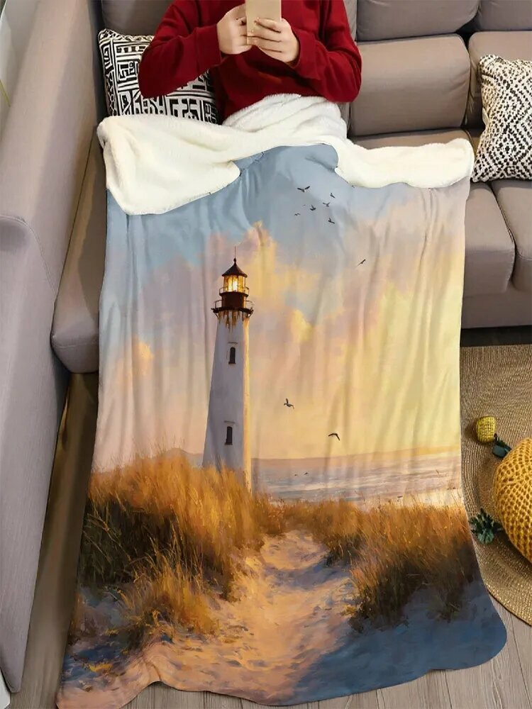 Плед Пляжный маяк , Фланель, 200 см х 150 см