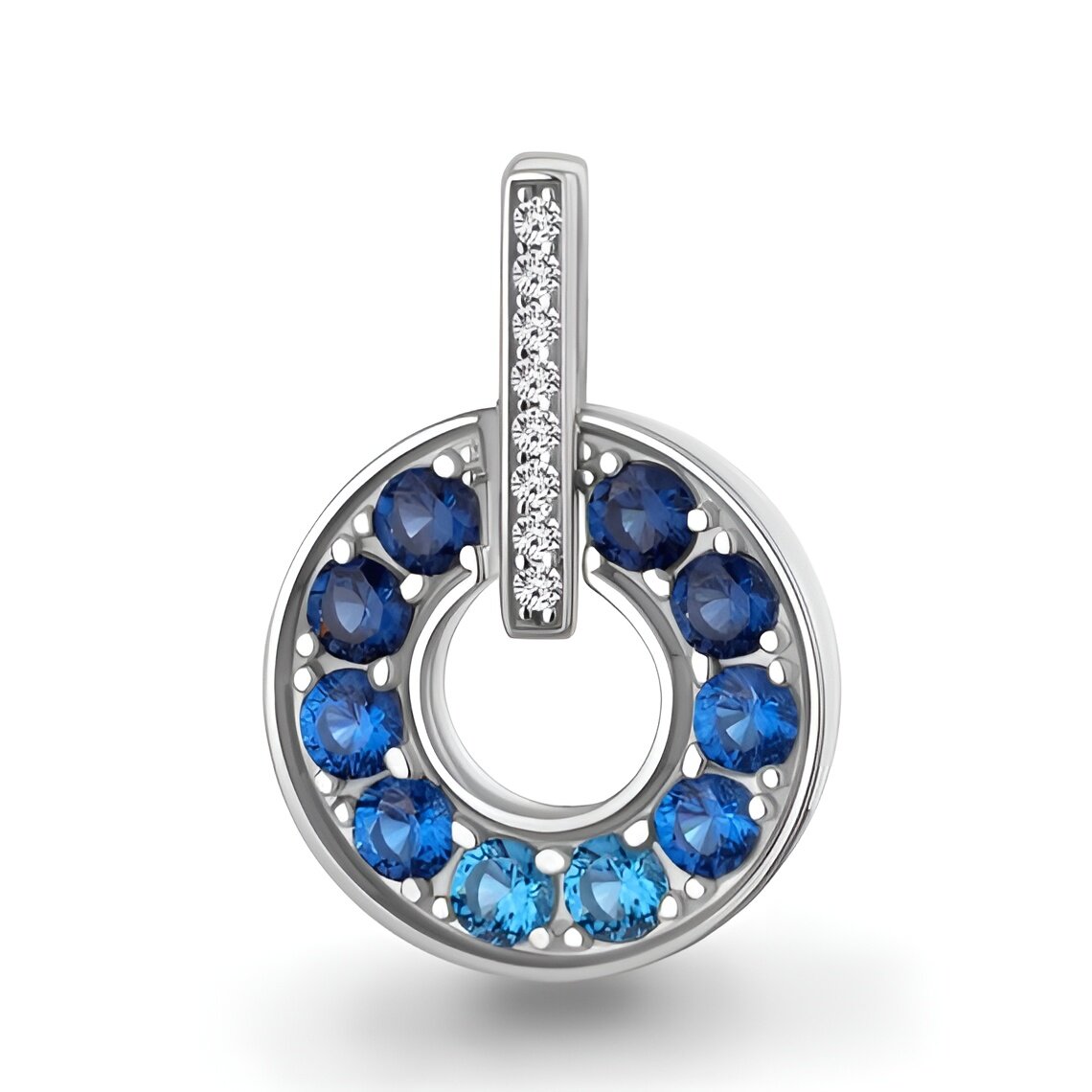 Подвеска, серебро, 925 проба, топаз синтетический, фианит, сапфир синтетический