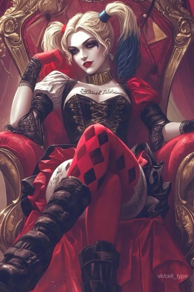 Алмазная Мозаика "Харли Квинн В Красно-черном" 40X50 См Алмазная Вышивка / Картина Стразами Подарков / Украшения