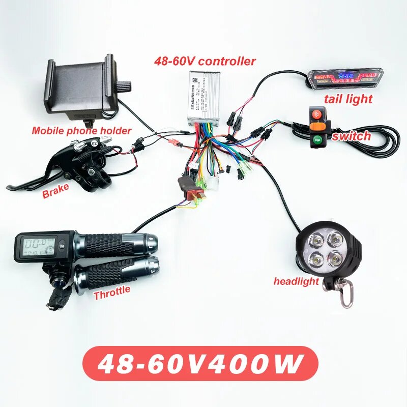 Бесщёточный контроллер для электровелосипедов и скутеров 36V/48V/60V 350Вт/500Вт/1000Вт 48-60V400W