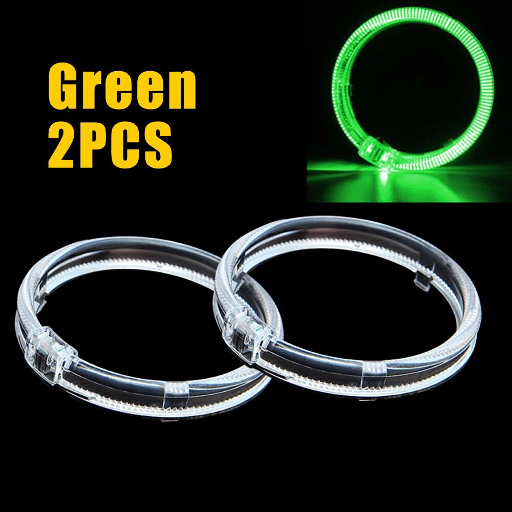 2 шт. 2,5/3 дюйма RGB ангельские глазки Halo кольца для фар акриловые 2PCS 95mm(3inch), Only Green