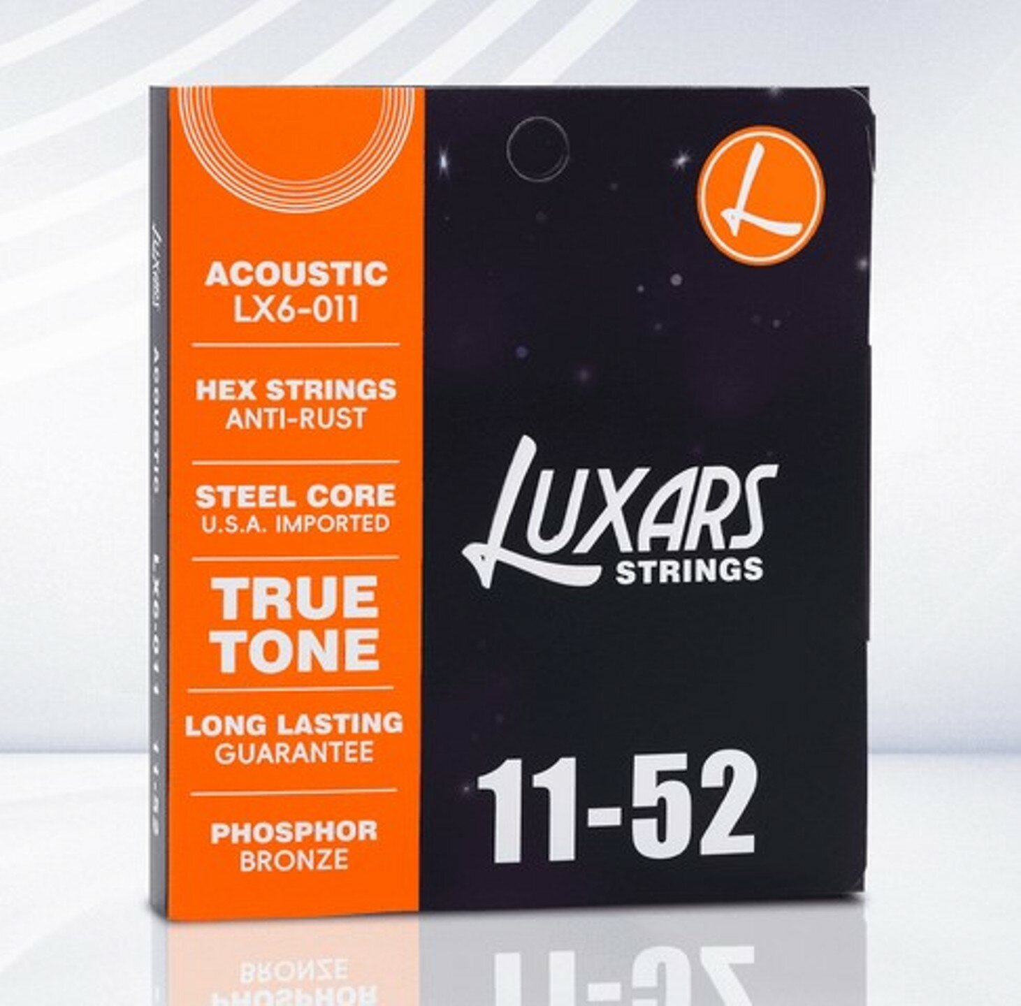 LX6-011 Комплект струн для акустической гитары, фосфорная бронза, 11-52, Luxars