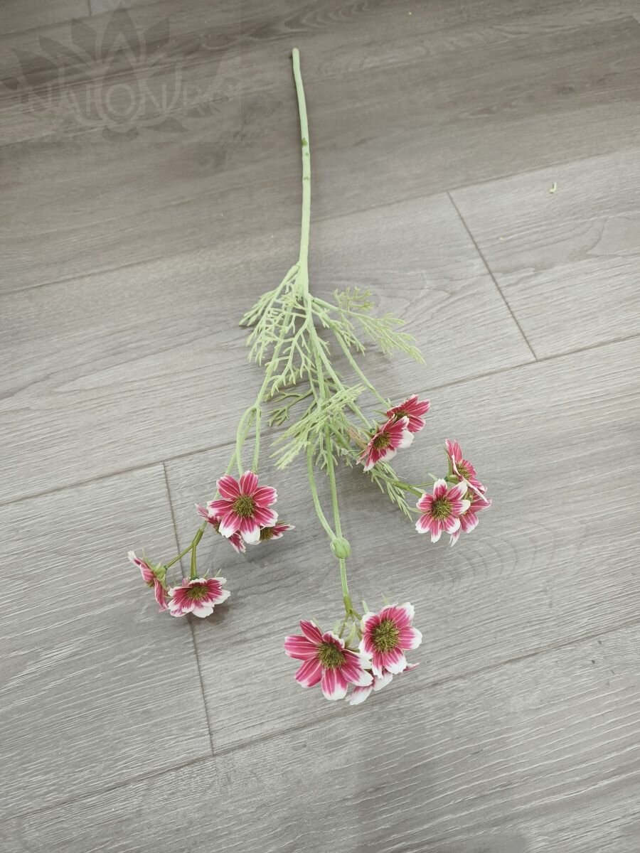 Искусственные цветы для декора интерьера премиум Букет мелкой красной космеи ромашки 2 ветки