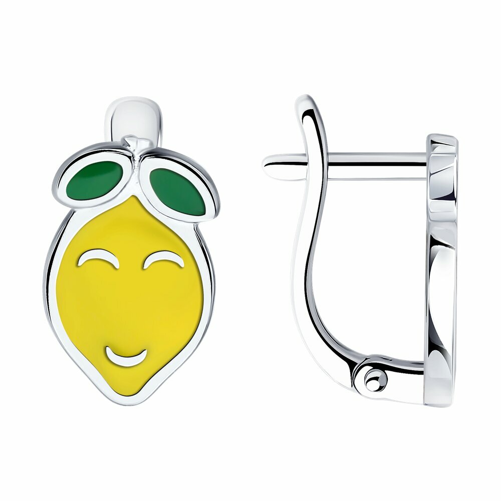 Серьги, серебро, 925 проба, родирование, эмаль