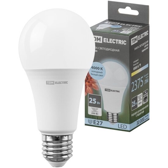 Светодиодная лампа Tdm Electric А65 25 Вт, *230 В В, 4000 К, E27, SQ0340-0497