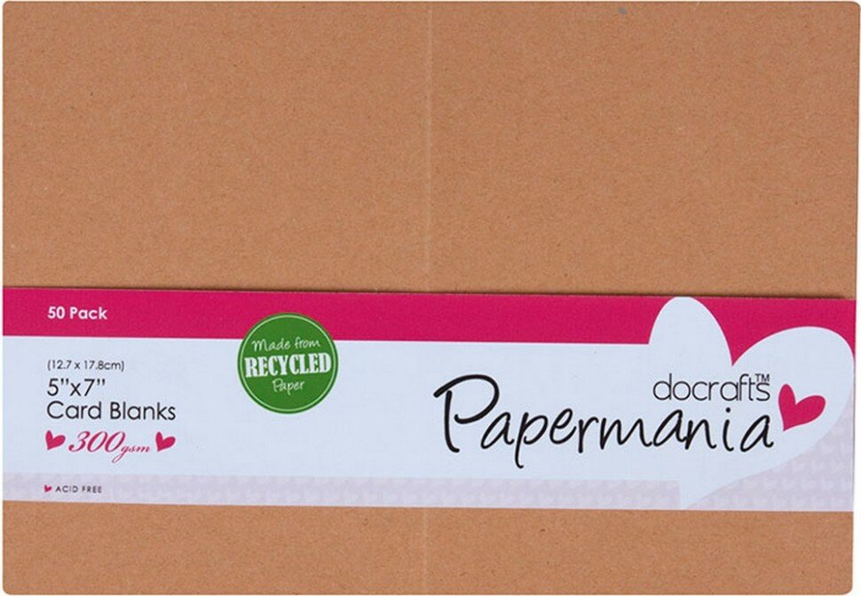 #PMA150632 Набор заготовок для открыток с конвертами "Крафт-бумага" 12.7 х 17.8 см Docrafts 50 шт