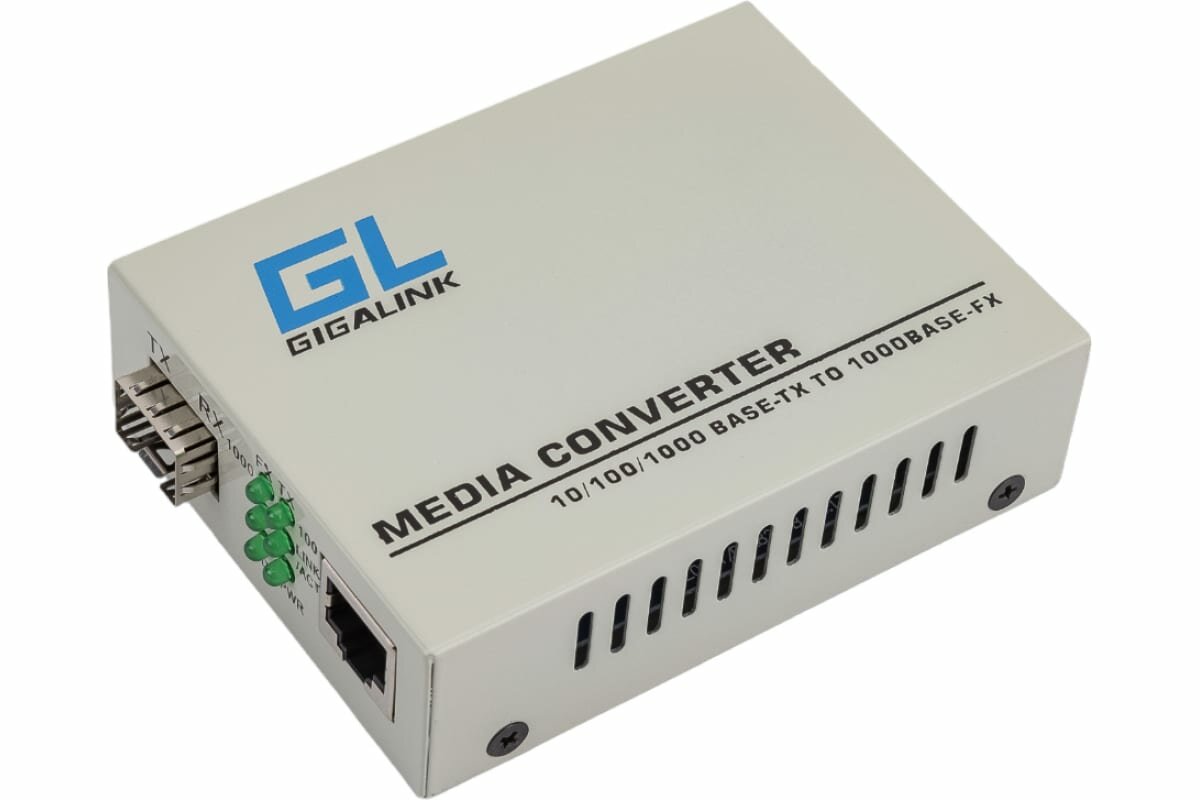 GIGALINK Конвертер UTP-SFP, 10/100/1000Мбит/с в 1000Мбит/с GL-MC-UTPG-SFPG-F