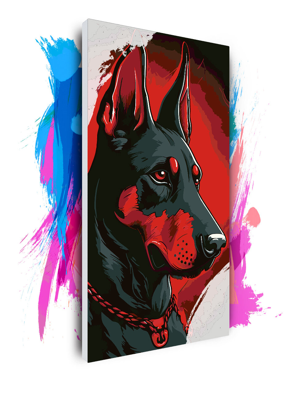 Картина по номерам на холсте Доберман Red Арт, 30 х 60 см