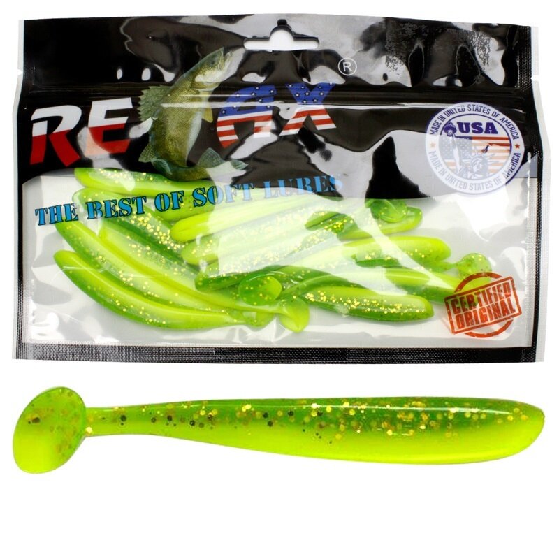 Мягкая силиконовая приманка риппер RELAX BASS 3 7,5cm 4,9g цвет L590 (Silk, Lime-gold Glitter) 1 уп. по 10 шт.