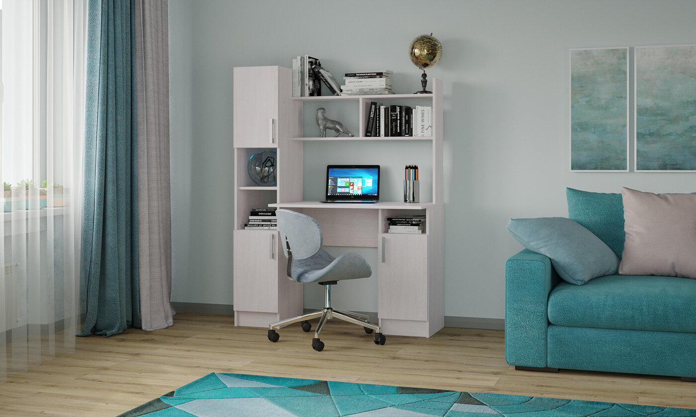 Стол компьютерный Памир, ПКС-6, ясень анкор, прямой, 123х160х57 см