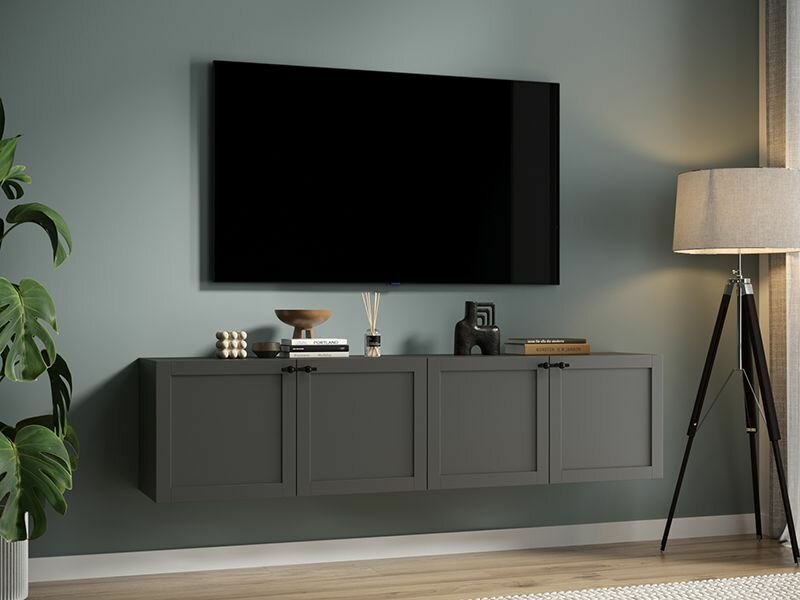 Тумба под ТВ "Берг 3" 160х39х30 Серый графт / графит