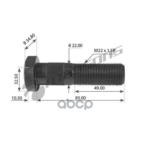 Шпилька ступицы колеса! M22x1.5x94/84/48 SAF RSM/SKRS/RLSM/SKRLS Mansons арт. 600077