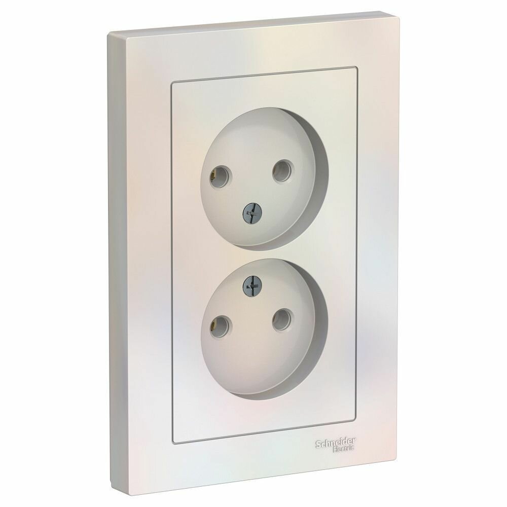 Розетка Schneider Electric AtlasDesign ATN000420, без заземления, 2 поста, жемчужный цвет