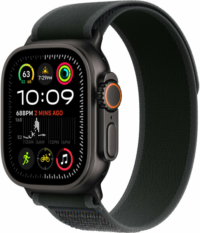 Умные часы Apple Watch Ultra 2 (2024) GPS + Cellular, 49 мм, корпус из черного титана, ремешок Black Trail Loop US, размер S/M
