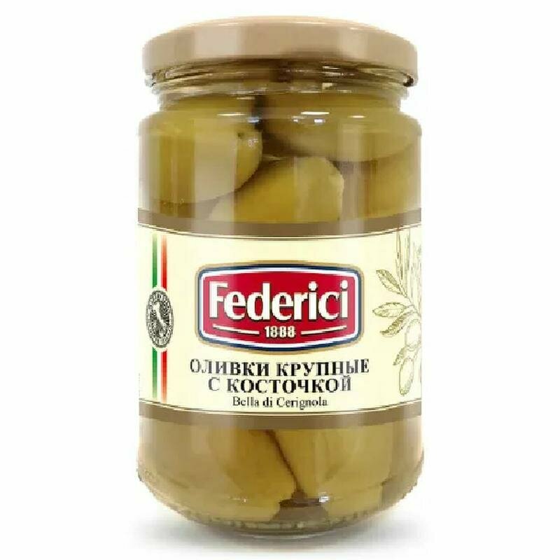 Оливки зеленые гигантские с косточкой Bella di Cerignola FEDERICI 300 г
