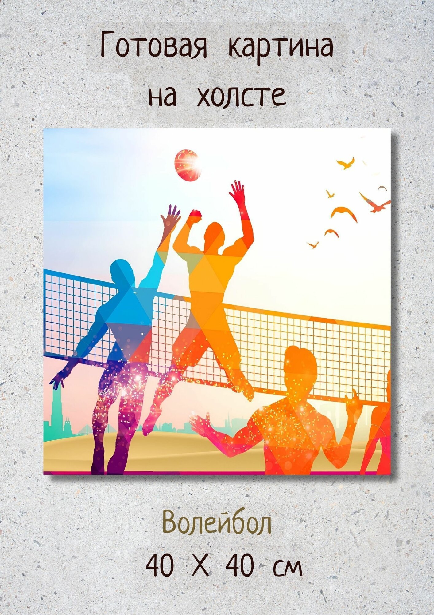 Спорт Волейбол игра песок 40х40 картина на холсте