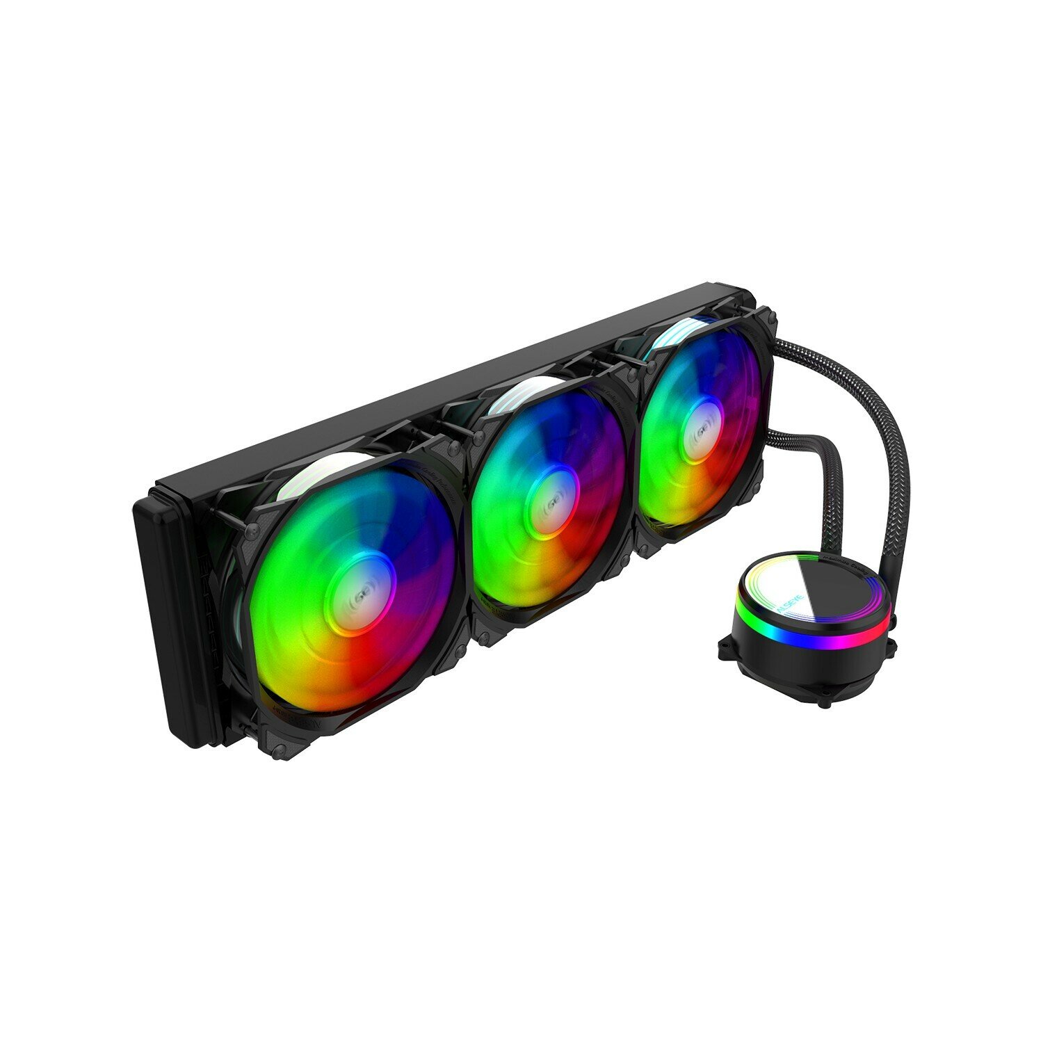 Жидкостное охлаждение Alseye M360, 3х120мм, 800~1700rpm, 4-pin, Al, черный/ARGB