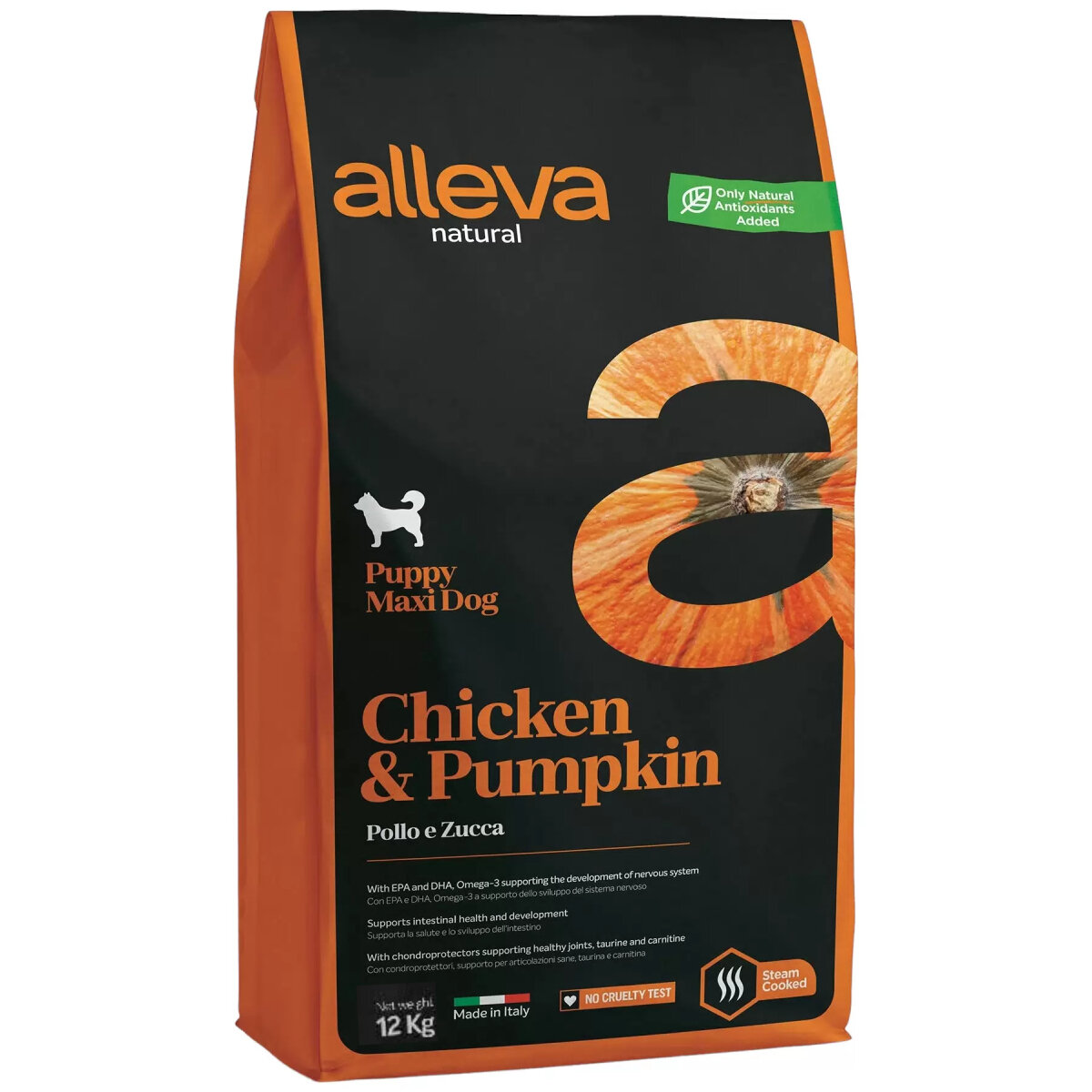 ALLEVA NATURAL Корм для щенков с курицей и тыквой. Макси 12 кг