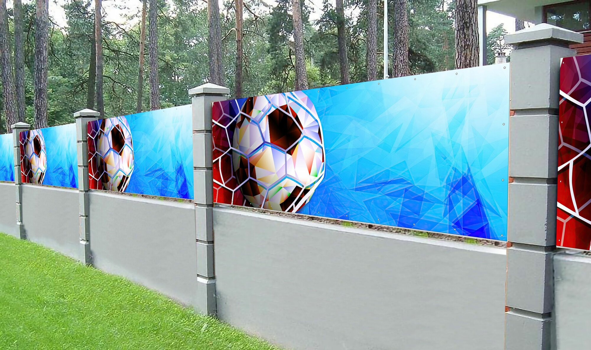 Фотосетка для забора, фасада Фотофасад с люверсами 3 х 1 м