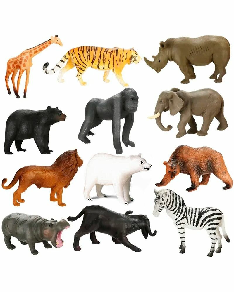 Фигурки диких животных, 12 шт, игровой набор фигурок для мальчика и девочки от 3 лет, лев, тигр, зебра и др, развивающие товары для детей, игрушки для девочек и мальчиков -CA