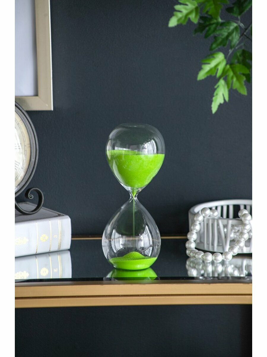73221-LIME Декоративное изделие Песочные часы (30 минут) 8x8x20см, Glasar
