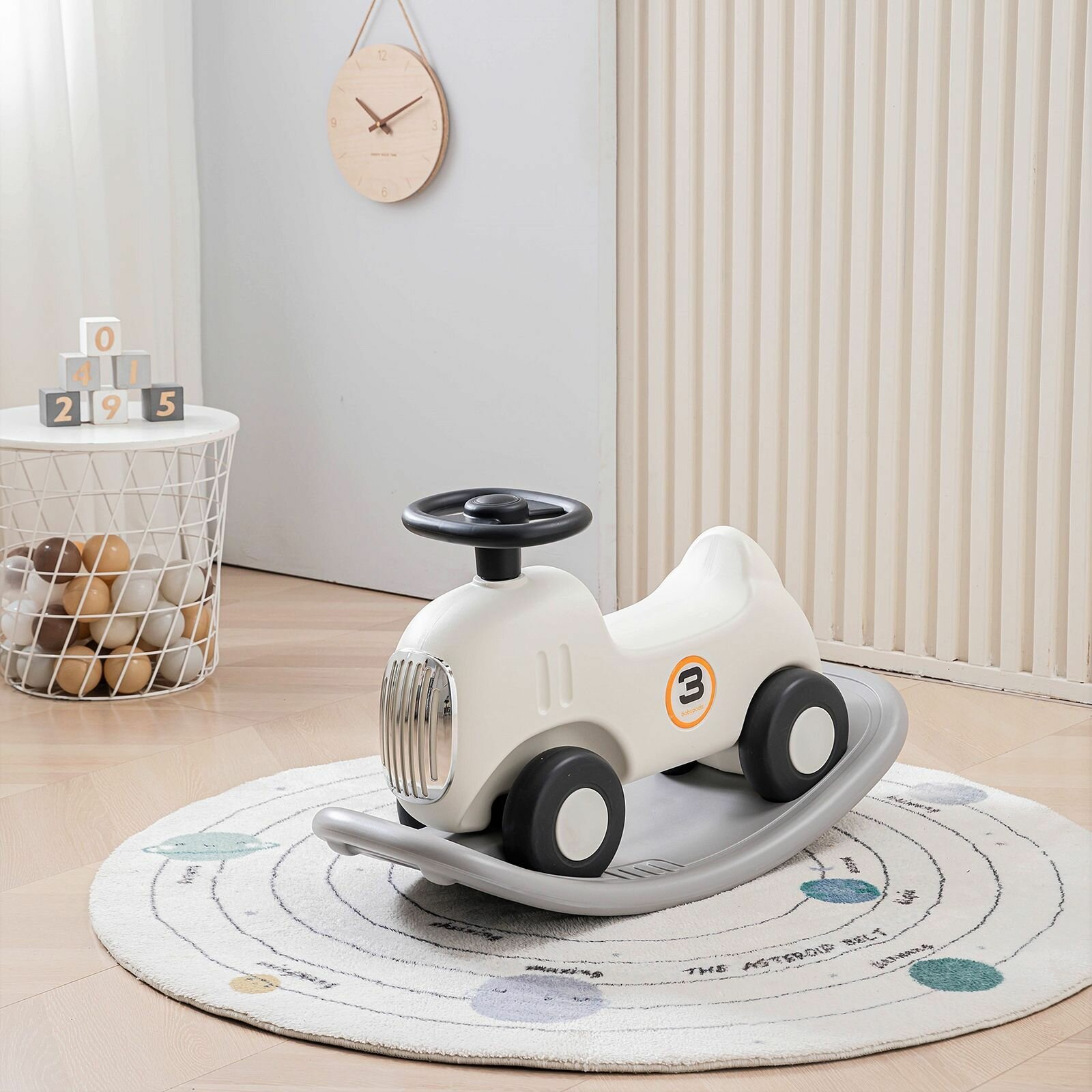 Беговел-качалка-балансборд детский UNIX Kids First Car (3 в 1), игрушка машинка - лошадка, качалка для детей, бибикар от 1 года, серый