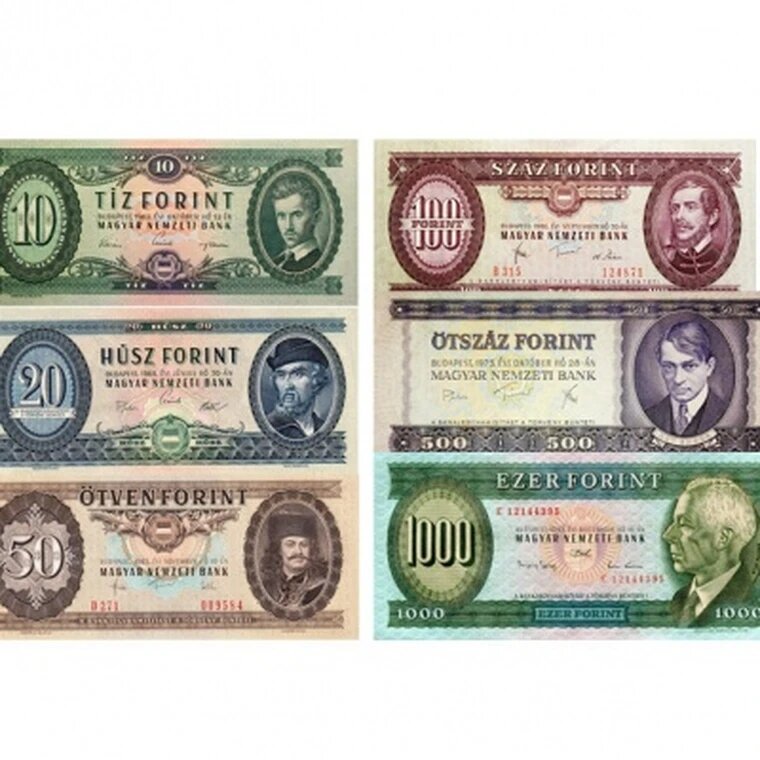 Набор 20-1000 форинтов 1962-1993 Венгрия, 6 копий сувенирная копия, банкноты и купюры редкие коллекционные