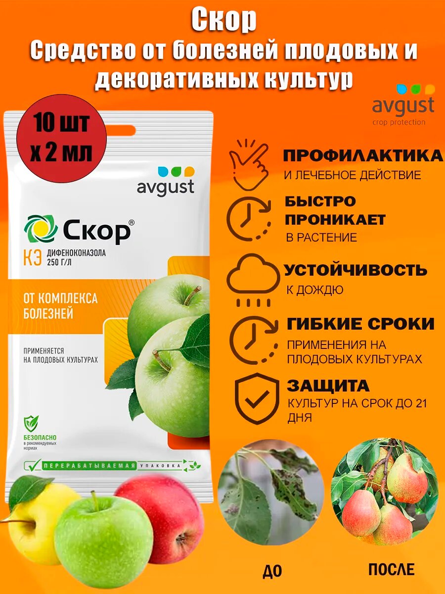 Средство от болезней плодовых и декоративных культур Скор, 2 мл