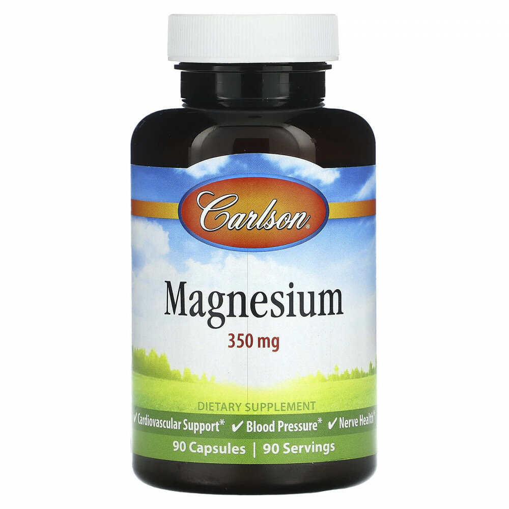 Carlson Labs Magnesium , Магний, 350 мг, 90 капсул (Не содержит глютена)
