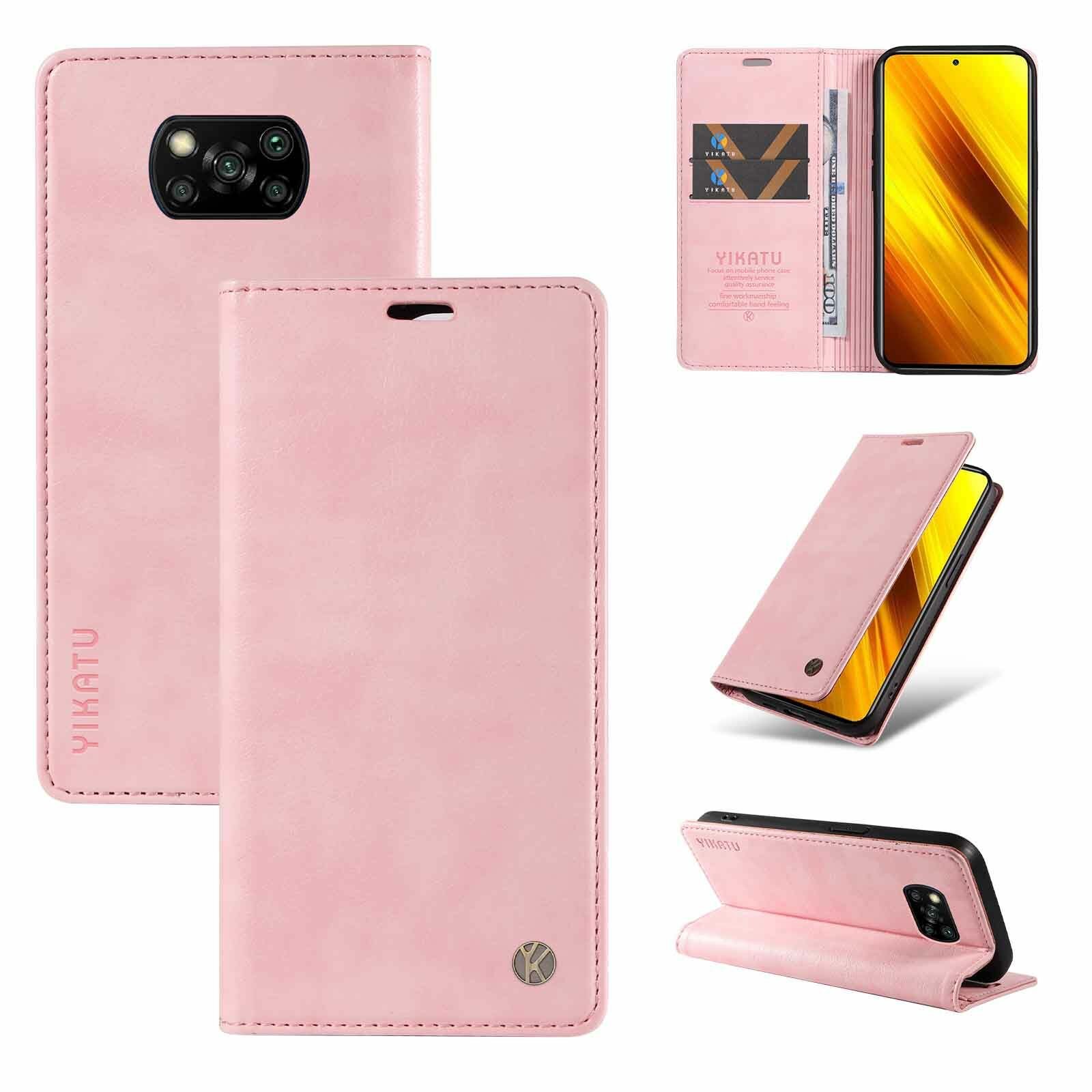 YIKATU Кожаный чехол для Xiaomi Poco X3 / Poco X3 Pro / Poco X3 NFC Магнитное притяжение внутри ( Поко Х3 / Поко Х3 Про / Поко Х3 NFC ) с визитницей из экокожи книжка