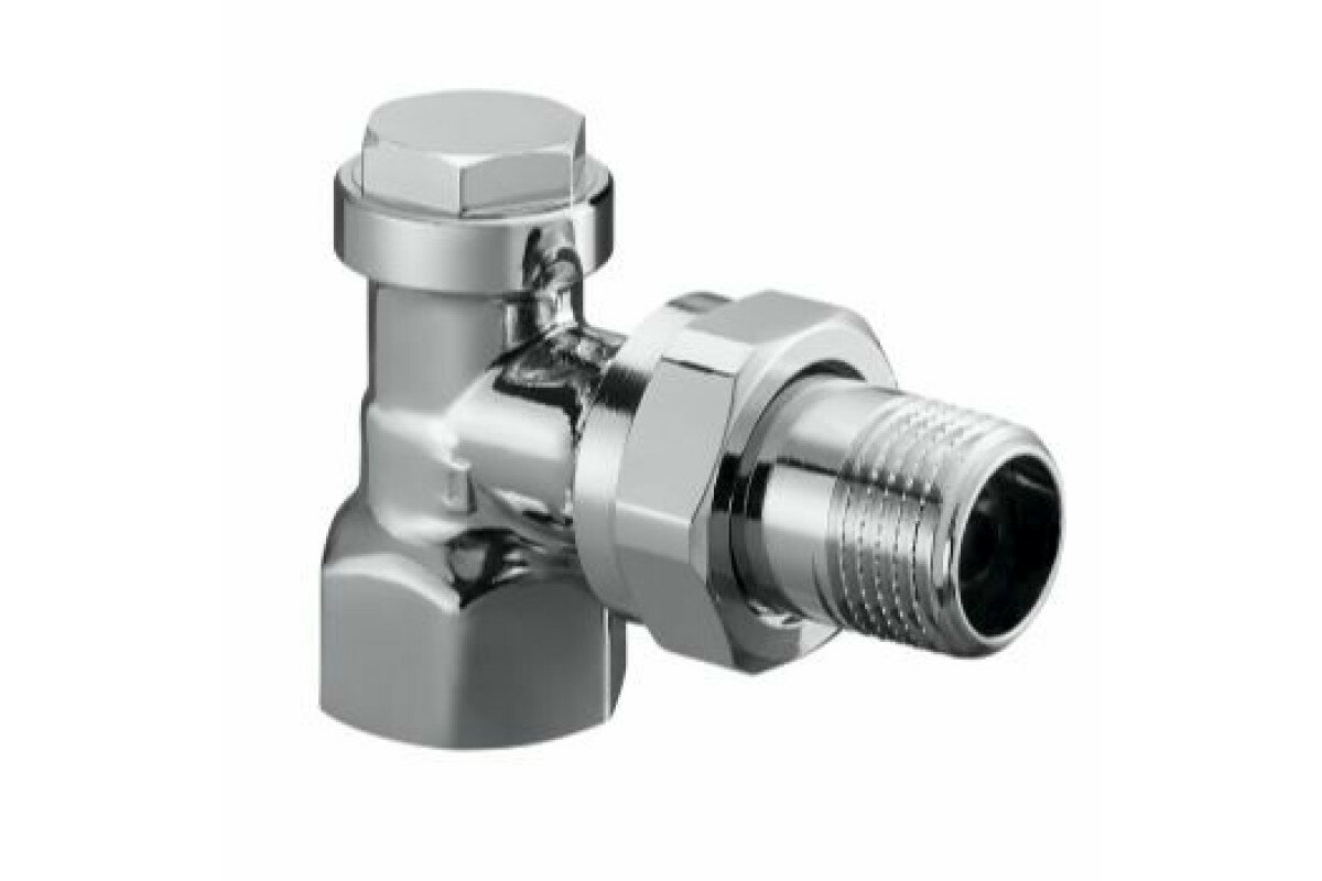 Вентиль, Combi C, на обратную линию, угловой, DN-15, 1/2", 1/2", ВН, хромированный