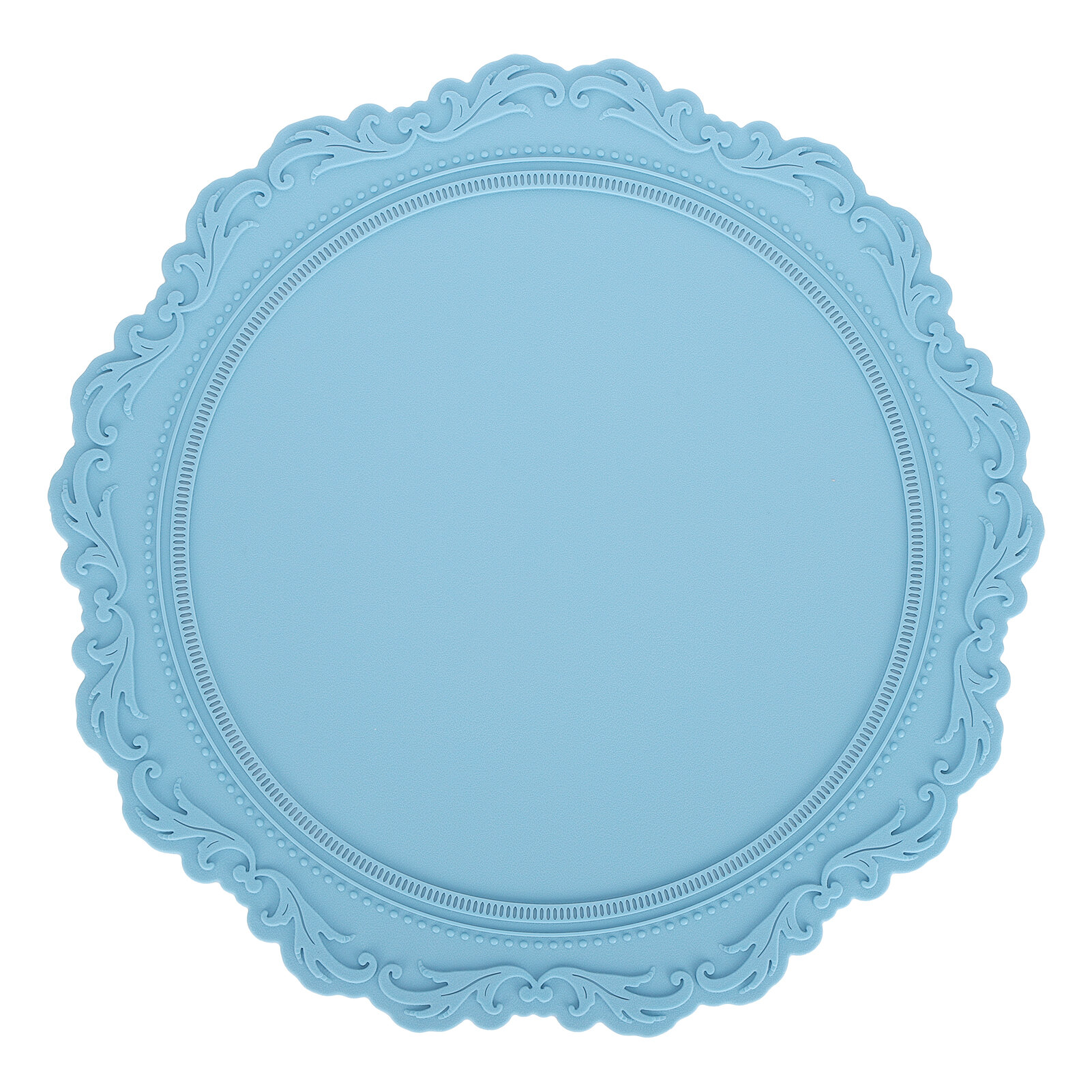 Силиконовый скандинавский стиль силиконовый тиснений, выгуляемый круглый круглый силиконовый коврик для домашнего кухонного света синий