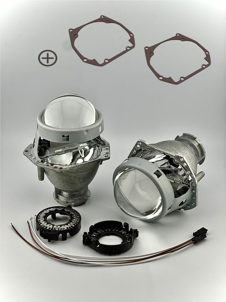 Би-Ксенон линзы тип HELLA 3R для Opel Omega B рест. 1999-2004 (линзы+рамки) ближнего и дальнего света в автомобильные фары / Би ксеноновые модули комплект 2шт