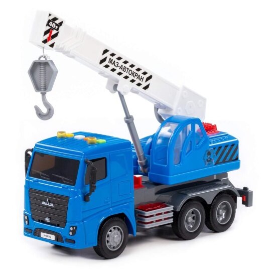 Игрушка инерционная Полесье 94087 МАЗ, автомобиль-кран (со светом и звуком)