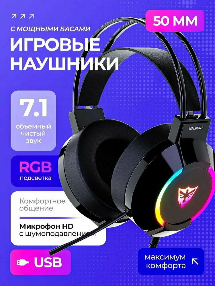 Наушники игровые проводные с микрофоном для компьютера / Игровая гарнитура NI2-4