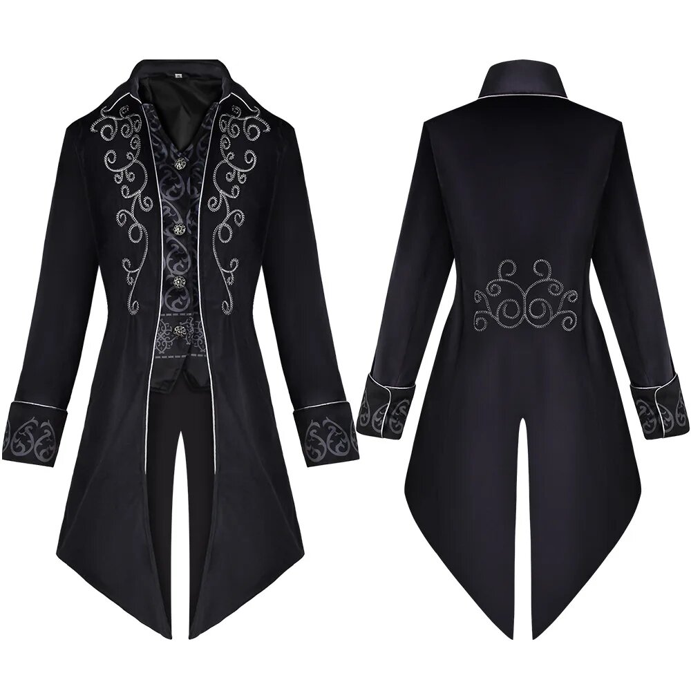 Винтажный готический плащ из полиэстера Черный, XXL, l