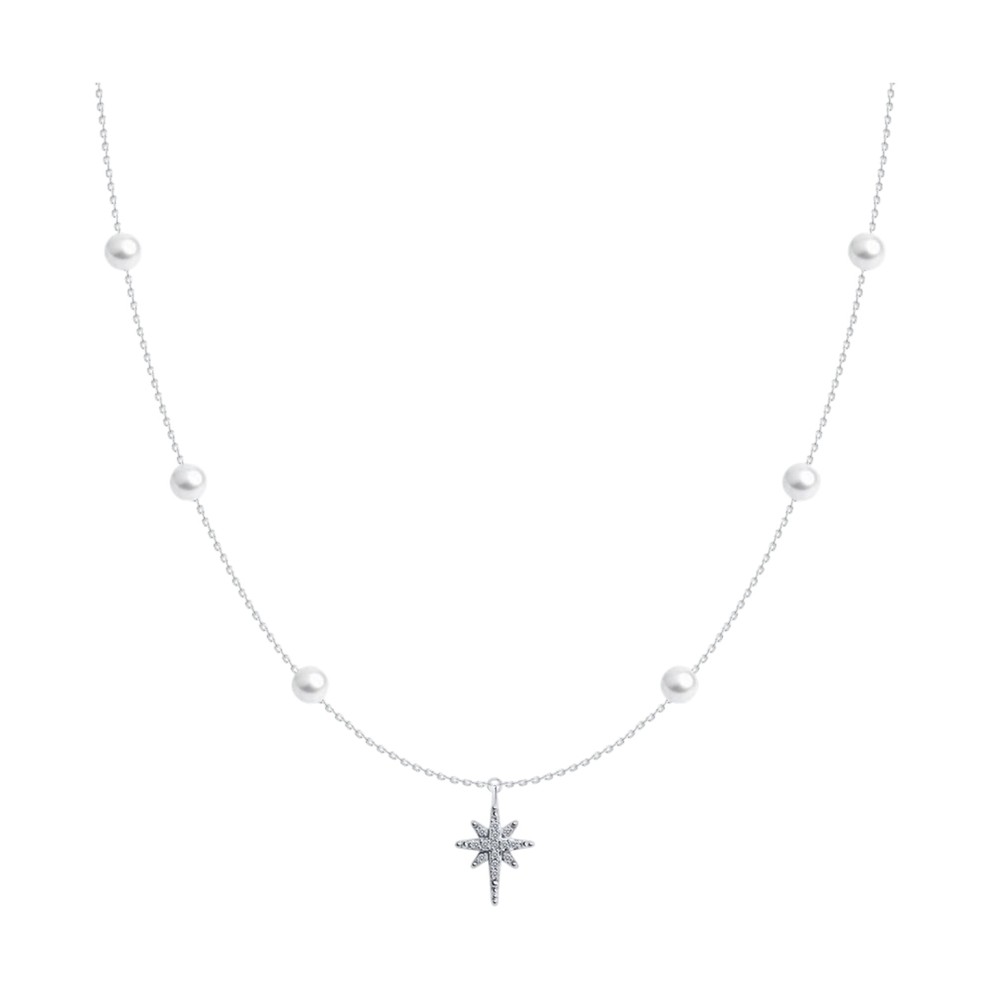 Колье, белое золото, 585 проба, бриллиант, жемчуг
