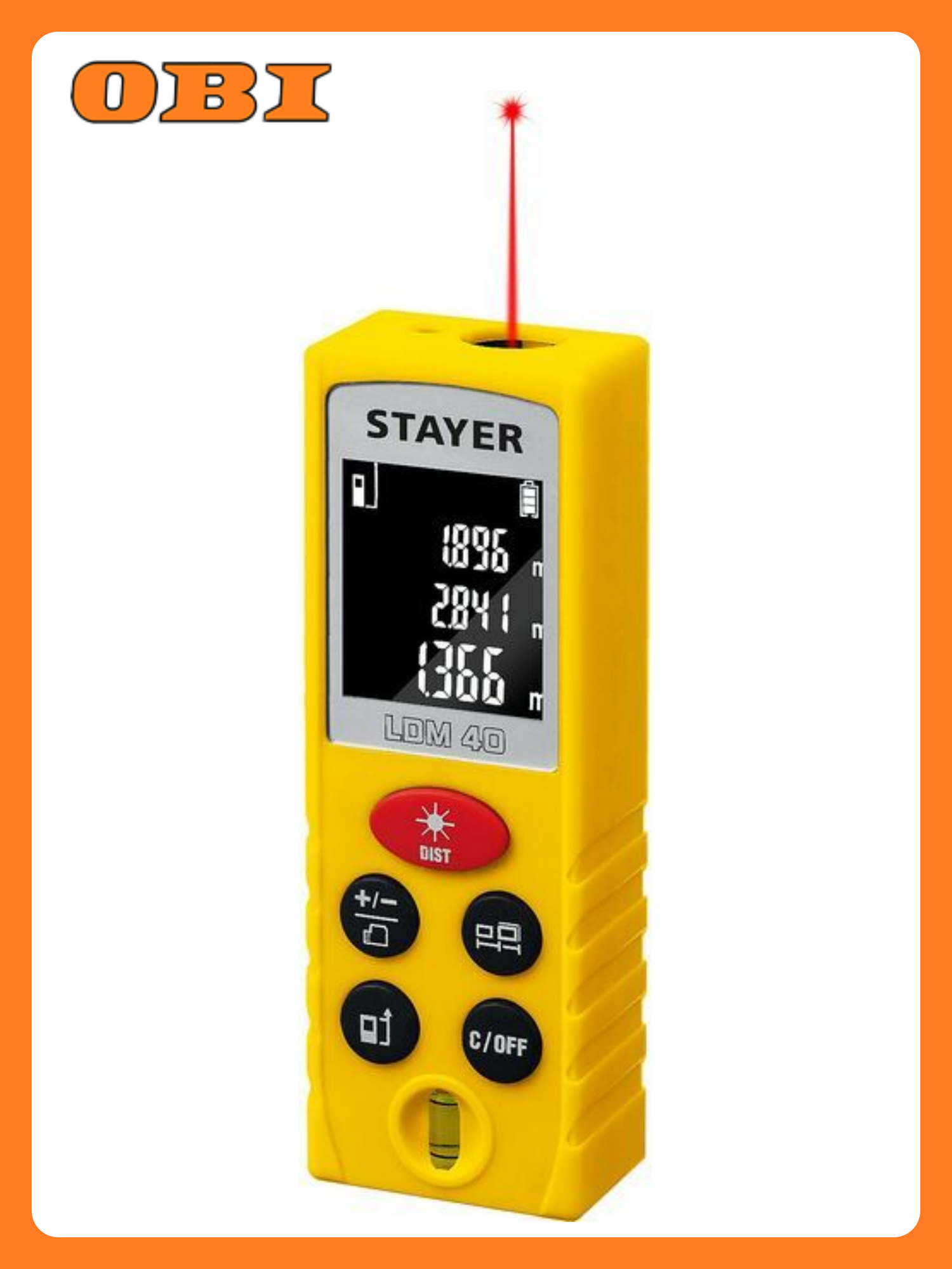 Лазерный дальномер STAYER Professional, точность 2 мм, дальность 40м, жёлтый