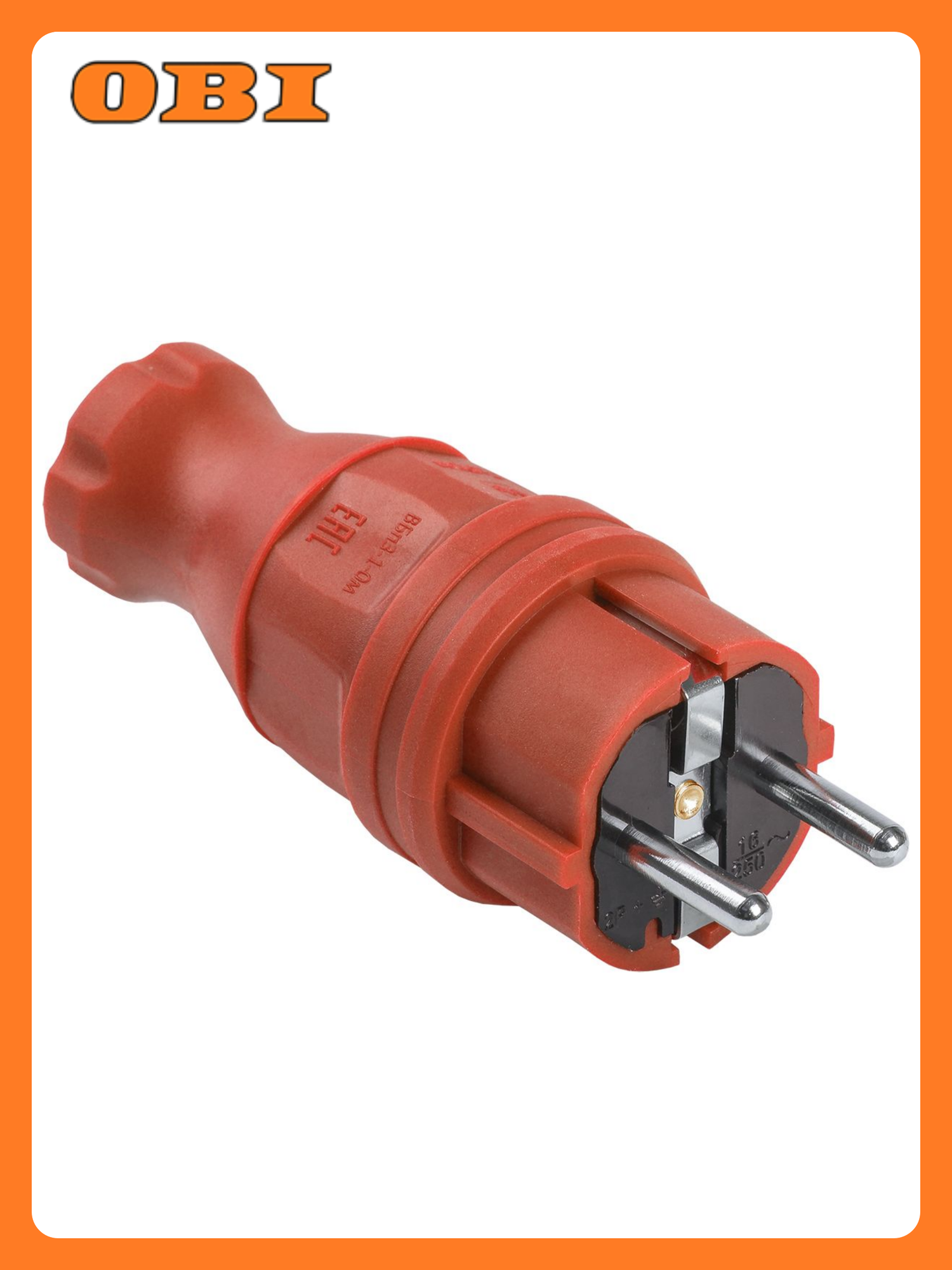 Вилка прямая IEK омега ВБп3-1-0м IP44 каучук красная