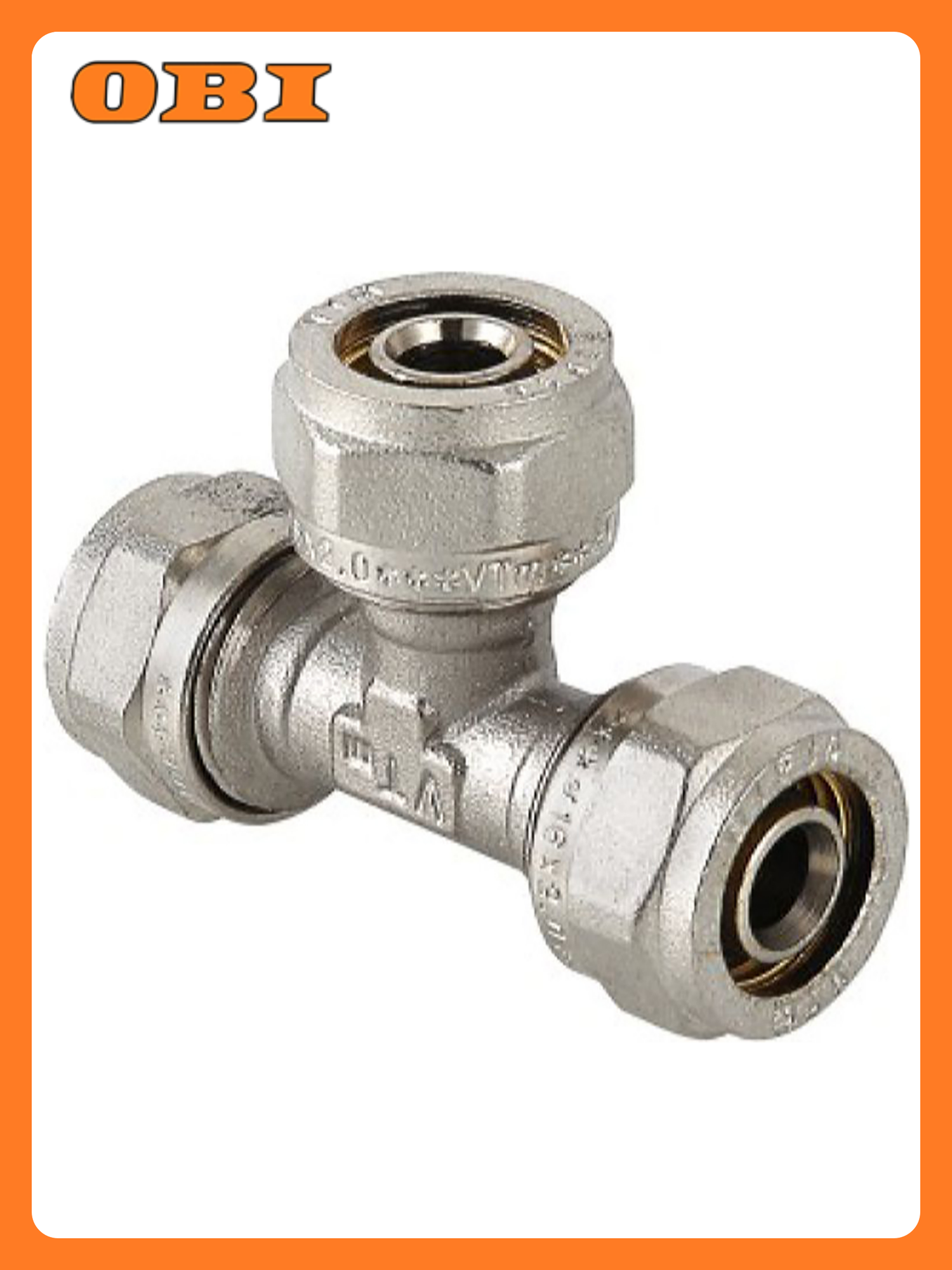 Тройник VALTEC VTm.331. N, латунь, никелированный, обжимное соединение, 20x16x16 мм