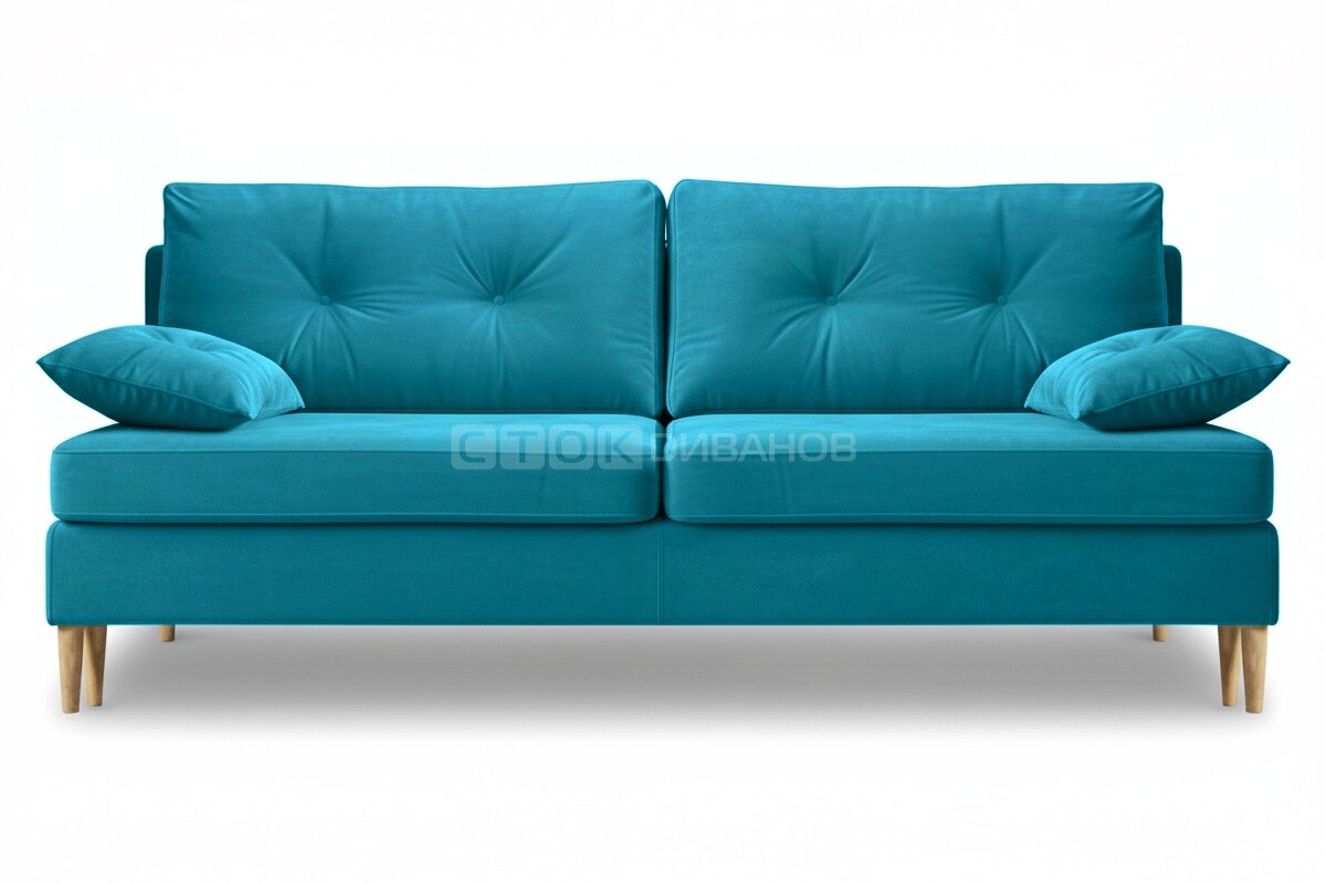 Диван Сток Диванов Порто Azure лазурный, механизм пантограф, на ножках