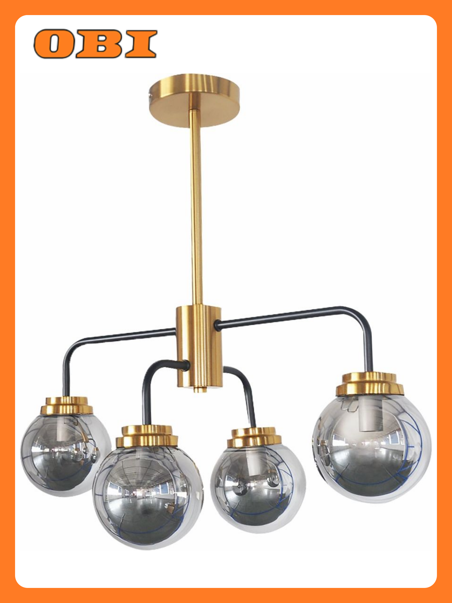 Люстра Leek LE CH ARTGLASS, E14x4, 4 лампочки, золотистая, стекло