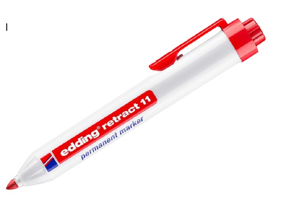 Маркер Edding 11, перманентный, с кнопкой, красный, толщена линиии 1,5-3мм