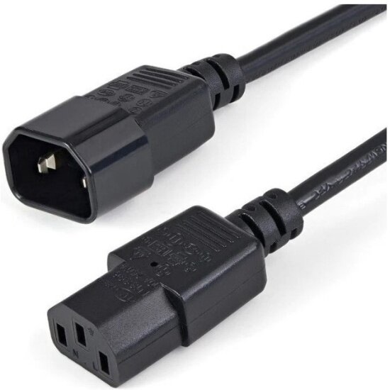 Кабель питания Filum FL-PC16-C13-C14-1M С13- C14, 3х1 мм, 220В, 10A, чёрный, 1 м. (FL-PC16-C13-C14-1M)