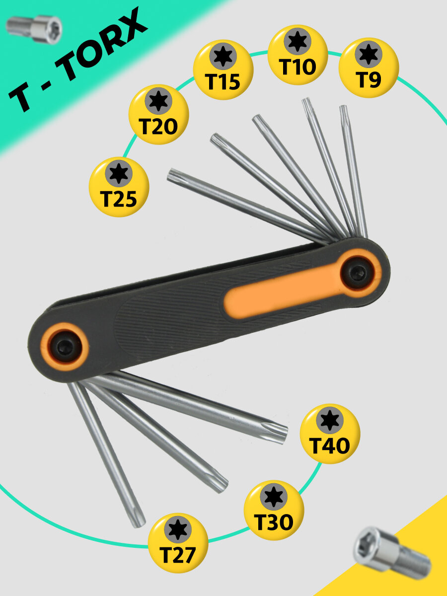Мультитул 8 в 1 универсальный /наконечники Torx/из стали/компактный — фото 1